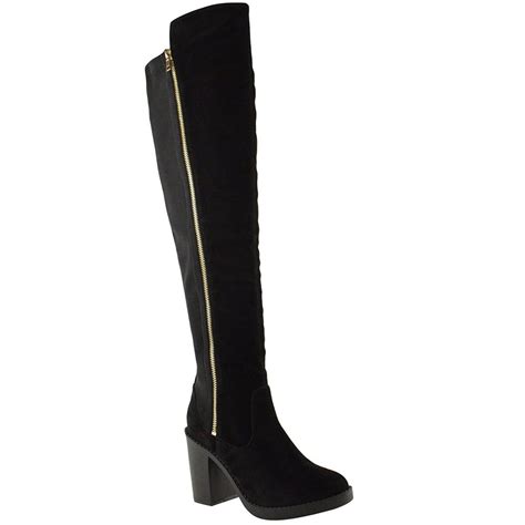 Fashion Thirsty Womens Chunky Heel Over The Knee Thigh High Winter