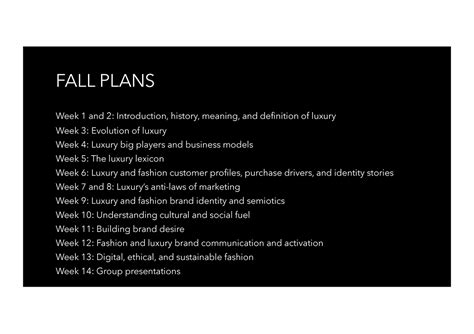 Fall W Course Pack Lecture Fall Plans Week And Introduction