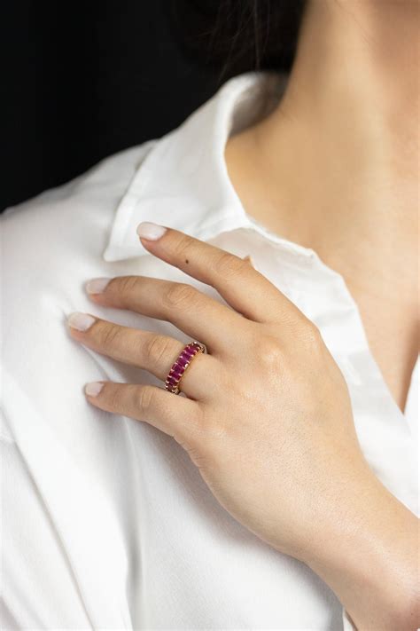 Roman Malakov 6 99 Carats Total Emerald Cut Burmese Ruby Eternity