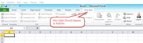 Free SunSystems Tutorial How To Enabling The Infor Q A Or Add Ins In Excel
