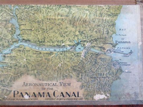 Panama Canal Aeronautical View Map And Info 1911 Cp Gray Tourist