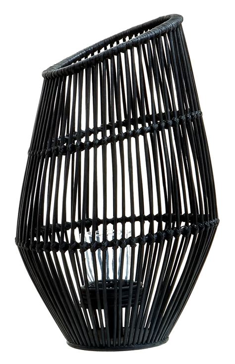 Interiors By Premier Elegant Design Large Black Natural Rattan Lantern Functional Black