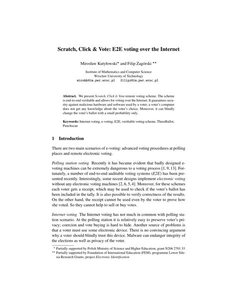 Pdf Scratch Click And Vote E2e Voting Over The Internet