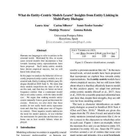 What Do Entity Centric Models Learn Insights From Entity Linking In Multi Party Dialogue Acl