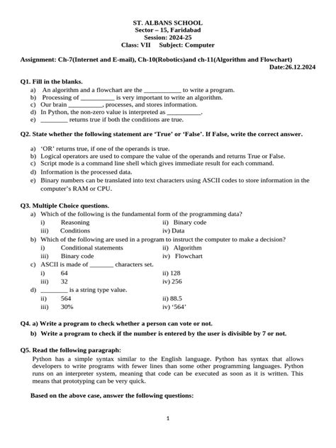 Computer Vii Dec Assignment Pdf Python Programming Language