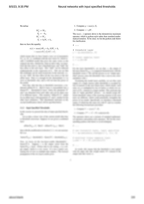Solution Neural Networks With Input Specified Thresholds Convolutional