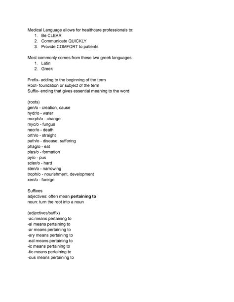 Chapter 1 Medical Terminology Medical Language Allows For Healthcare