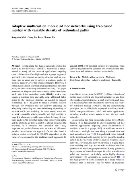 Pdf Adaptive Multicast On Mobile Ad Hoc Networks Using Tree Based