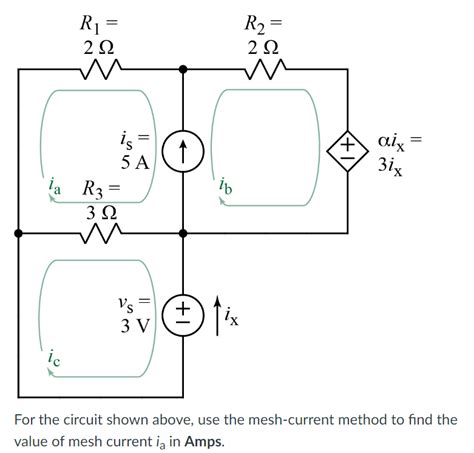 solved for the circuit shown above use the mesh current