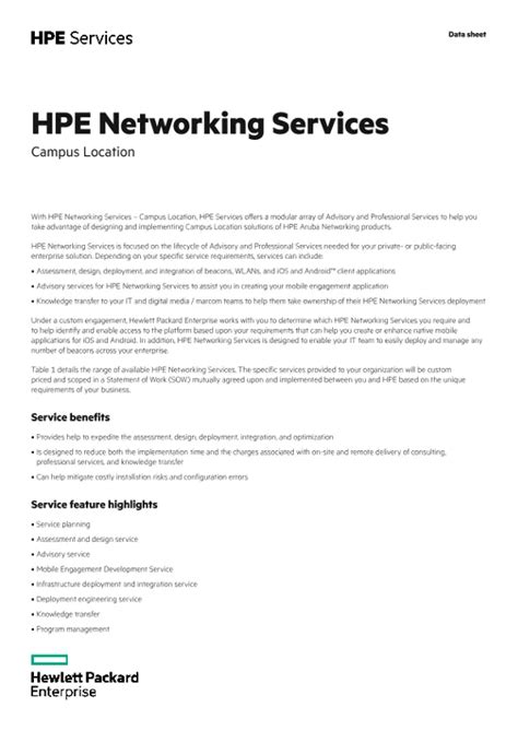 Hpe Networking Services Campus Location