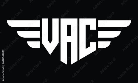 Vac Three Letter Logo Creative Wings Shape Logo Design Vector Template