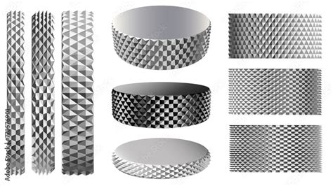 Cylindrical Knurling Diamond Pattern Precision Metalwork Metal Grip Tooling Vector Background