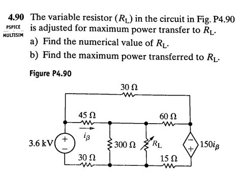 solved 90 the variable resistor rl in the circuit in fig