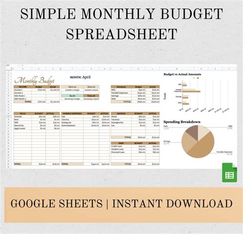 Transform Your Finances With These 3 Monthly Aesthetic Simple Budget Spreadsheets G Budget