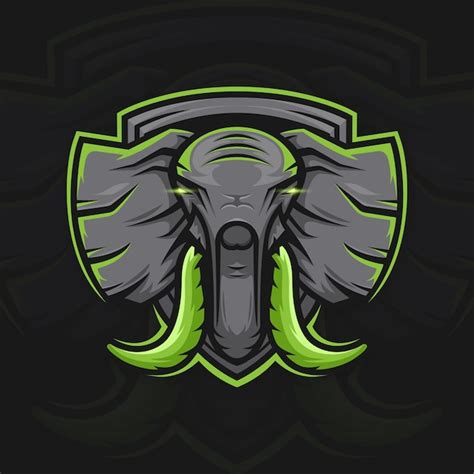 코끼리 Esport 마스코트 로고 디자인 프리미엄 벡터