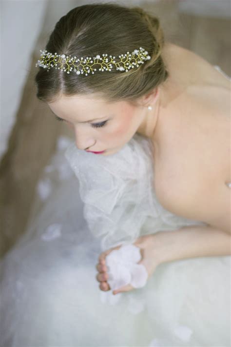 Pearl Crystal Hair Vineboho Crownbridal Halo Headbandboho Etsy