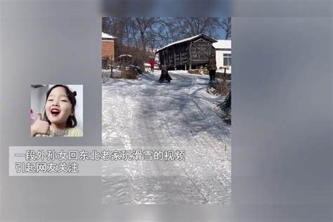 外孙女回东北过年体验雪爬犁，和姥爷玩得相当快乐，网友羡慕不已