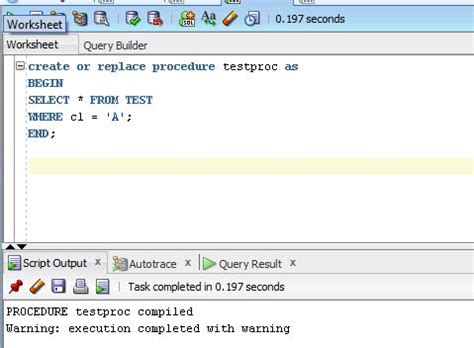 Oracle Why I Am Getting Below Warning And Can Not Excute This