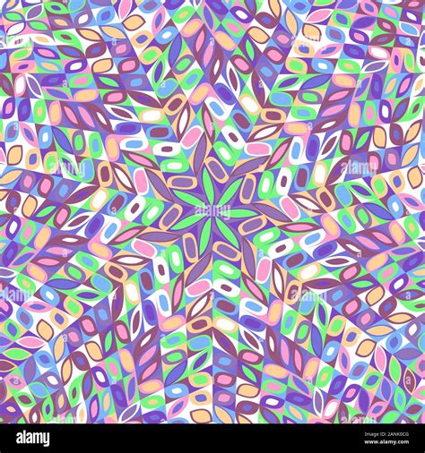 Circular Tile Flower Mosaic Background Design Abstract Psychedelic Colorful Hypnotic Vector