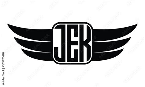 Jek Three Letter Wings Flying Initial Wing Symbol Minimalist Creative