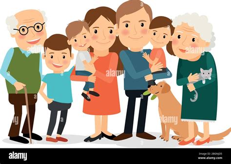 Portrait De Famille Heureux Père Et Mère Fils Et Fille Grands