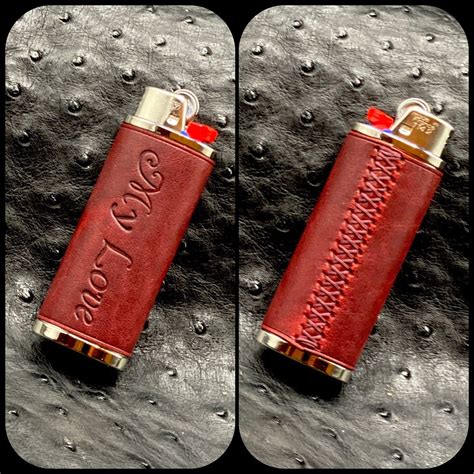 Horween Leather Lighter Case Fits Bic Personalized Leather Etsy