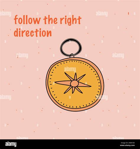 Follow The Right Direction An Orange Compass Stock Vector Image And Art