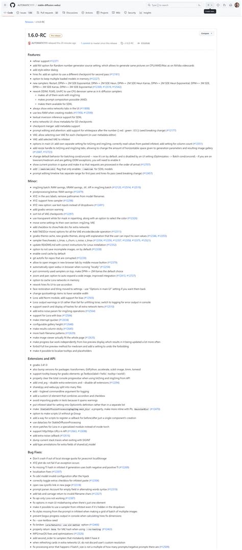 Pre Release Of Automatic 1111 Stable Diffusion Web Ui 16 Has Been Published A Huge Update