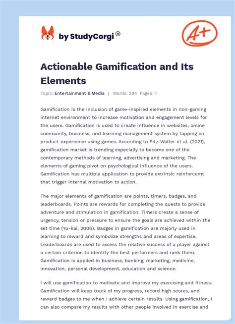 Actionable Gamification And Its Elements Free Essay Example