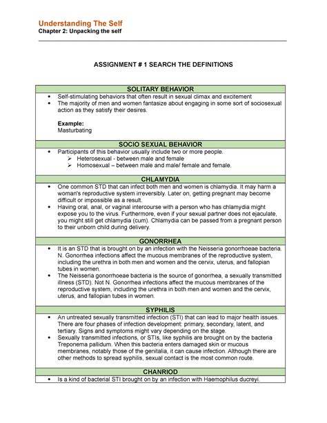 Assignment Notes Assigns Understanding The Self Chapter 2