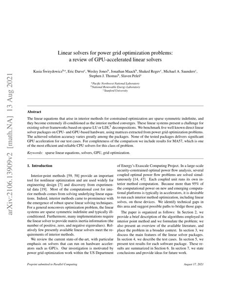 PDF Linear Solvers For Power Grid Optimization Problems A Review Of GPU Accelerated Linear
