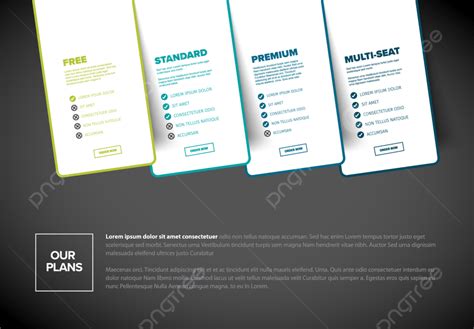 Product Features Schema Template Cards With Four Services Subscription