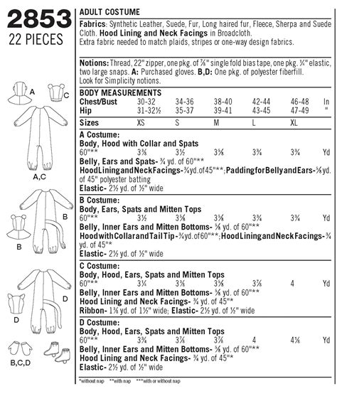 Simplicity Pattern 2853 Adult Costumes Sewing Patterns My Sewing Box