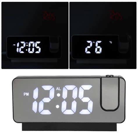 Projection Alarm Clock Usb Rechargeable White Light Snooze Function