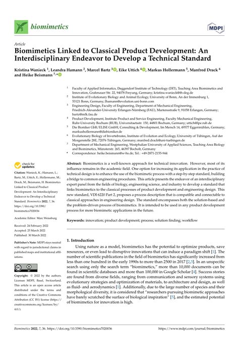 Pdf Biomimetics Linked To Classical Product Development An