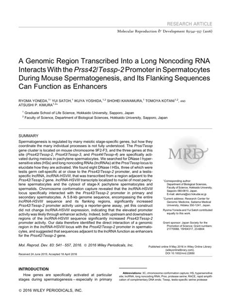 A Genomic Region Transcribed Into A Long Noncoding Rna Interacts With
