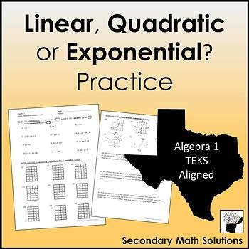 Linear Quadratic Or Exponential Practice By Secondary Math Solutions