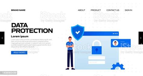 Ilustrasi Vektor Konsep Perlindungan Data Untuk Template Halaman Arahan