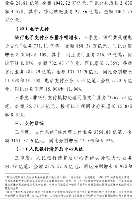 2023年第三季度支付体系运行总体情况出炉 知付渔