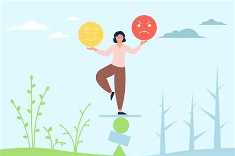 여성 감정 균형 감정 제어 행동 및 분위기 여성 생활 방식은 행복하거나 슬픈 날을 선택합니다 심리학 훈련 최근 벡터 개념 프리미엄 벡터