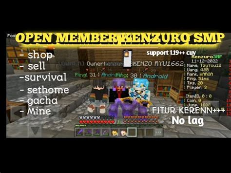 OPEN MEMBER MCPE KENZURO SMP ON 24 JAM FITUR KEREN YouTube