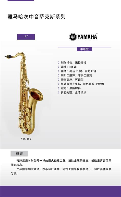 YAMAHA 雅马哈 中级型次中音萨克斯YTS 480 卓音国际贸易重庆有限公司