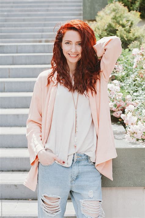 «portrait Of Redhead Smiling Woman Del Colaborador De Stocksy «amor