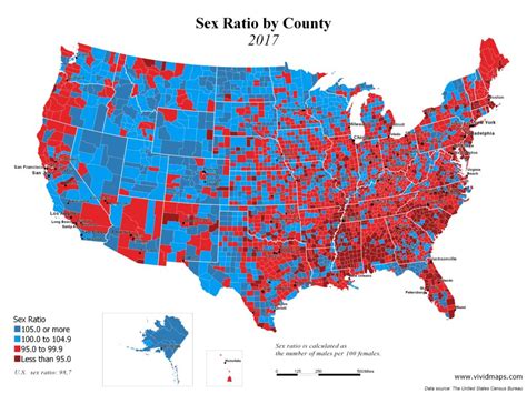 Data Visualization Sex Ratio By Us County 2000 2017 Oc