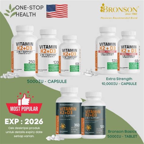 Promo Bronson Vitamin D3 K2 Mk7 5000iu 10000iu 10000iu 60 Caps