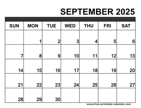 Free Printable Print September Calendar