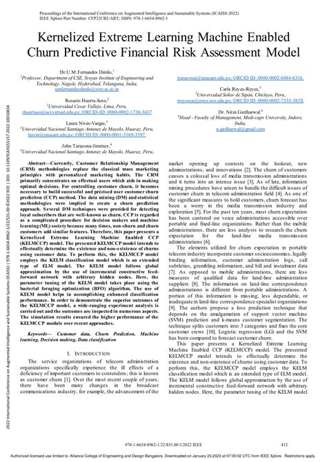 PDF Kernelized Extreme Learning Machine Enabled Churn Predictive