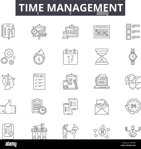 Time Management Line Icons Signs Set Vector Time Management Outline