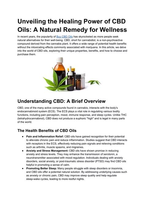 Ppt Unveiling The Healing Power Of Cbd Oils A Natural Remedy For