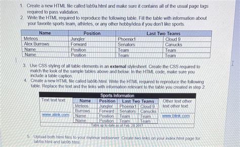 Solved 1 Create A New Html File Called Lab9a Html And Make